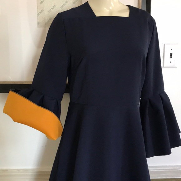 Miss Look | Dresses | Navy Blue Beautiful Bell Sleeve Midi Dress | Poshmark